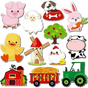 12 Pieces Farm Animals Refrigerator Magnets Farmhouse Toddlers Educational Refrigerator Decorative Magnetic Nursery Cat Dog Cow Rabbit Farm Animals Party Favors Locker Dishwasher Stickers