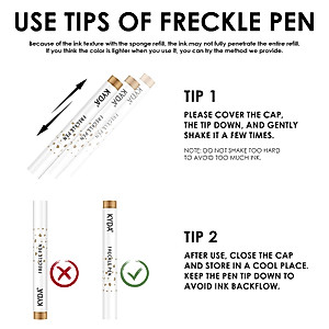 KYDA 2 Colors Freckle Pen,Natural Lifelike Freckle Makeup Pen Magic Freckle Color,Waterproof Longlasting Soft Dot Sopt Pen,for Natural Effortless Sunkissed Makeup-Dark Brown&Light Brown