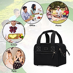 Skycase Lunch Bag for Women, Insulated Lunch Bag with Washable Utensils Pouch, Bento Lunch Tote Bag for Women, Men,Lunch Box Organizer for Office/Travel/Picnic/Camping,Black