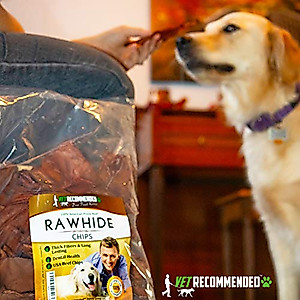 Vet Recommended Premium Beef Rawhide Chips for Dogs (Big 2lb Bag) Thick Fiber & Long Lasting Dog Chew. Made in USA.