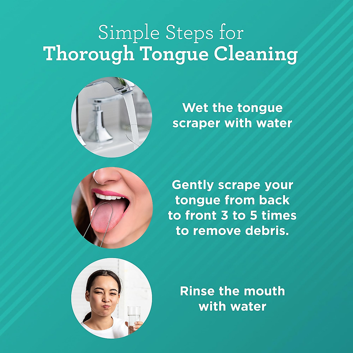 GuruNanda Tongue Scraper for Adults (2 Pack) with Travel Case, 420 Medical-grade 100% Stainless Steel Tongue Cleaner, Aids in Fresh Breath & Oral Care