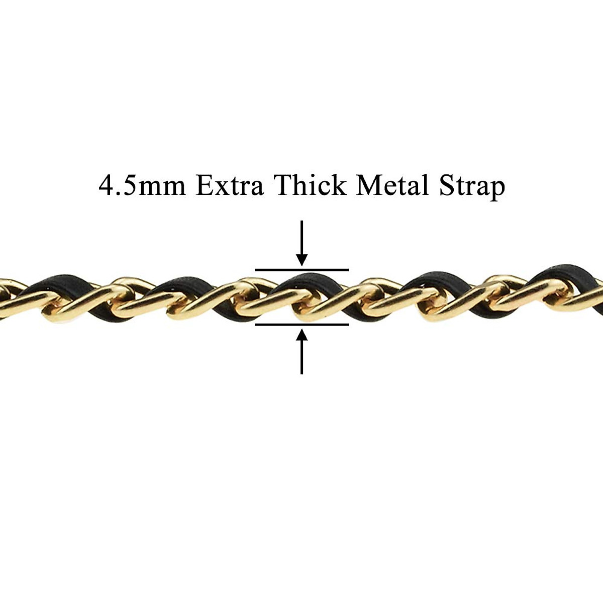 HAHIYO Mini Purse Chain Strap Slim Wide 8mm for LV Length 23.6 inches Extra Thick 4.5mm Black Leather Gold Hardware for Shoulder Cross Body Sling Handbag Wallet Comfortable Flat Metal Strap 1 Pack