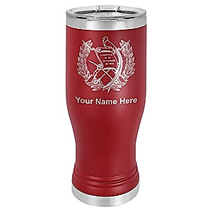 LaserGram 20oz Vacuum Insulated Pilsner Mug, Flag of Guatemala, Personalized Engraving Included (Maroon)