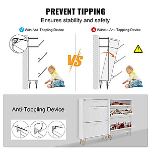 VEVOR Shoe Storage Cabinet for Entryway, 31.5" D x 9.4" W x 47.3" H, Wood
