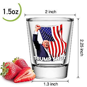 Trump Shot Glass 1.5 oz Heavy Base Shot Glass, Tequila Shot Glass Perfect for Patriotic Celebrations and Political Enthusiasts, Espresso Shot Glass for Vodka, Whiskey, Spirits & Liquors