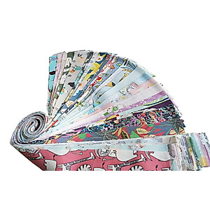 longshine-us 25PCS Jelly Roll Fabric, Roll Up Cotton Fabric Quilting Strips, 2.5inch x 45inch, Jelly Roll Fabric Strips for Quilting, Patchwork Craft Cotton Quilting Fabric