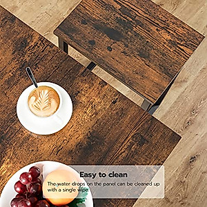 HOOBRO Bar Table Set, 3-Piece Dining Table and Bar Stools Set, Pub Table with Adjustable Feet and Bar Chairs with Different Heights, Rustic Brown, for Living Room, Dining Room, Kitchen BF34BT01