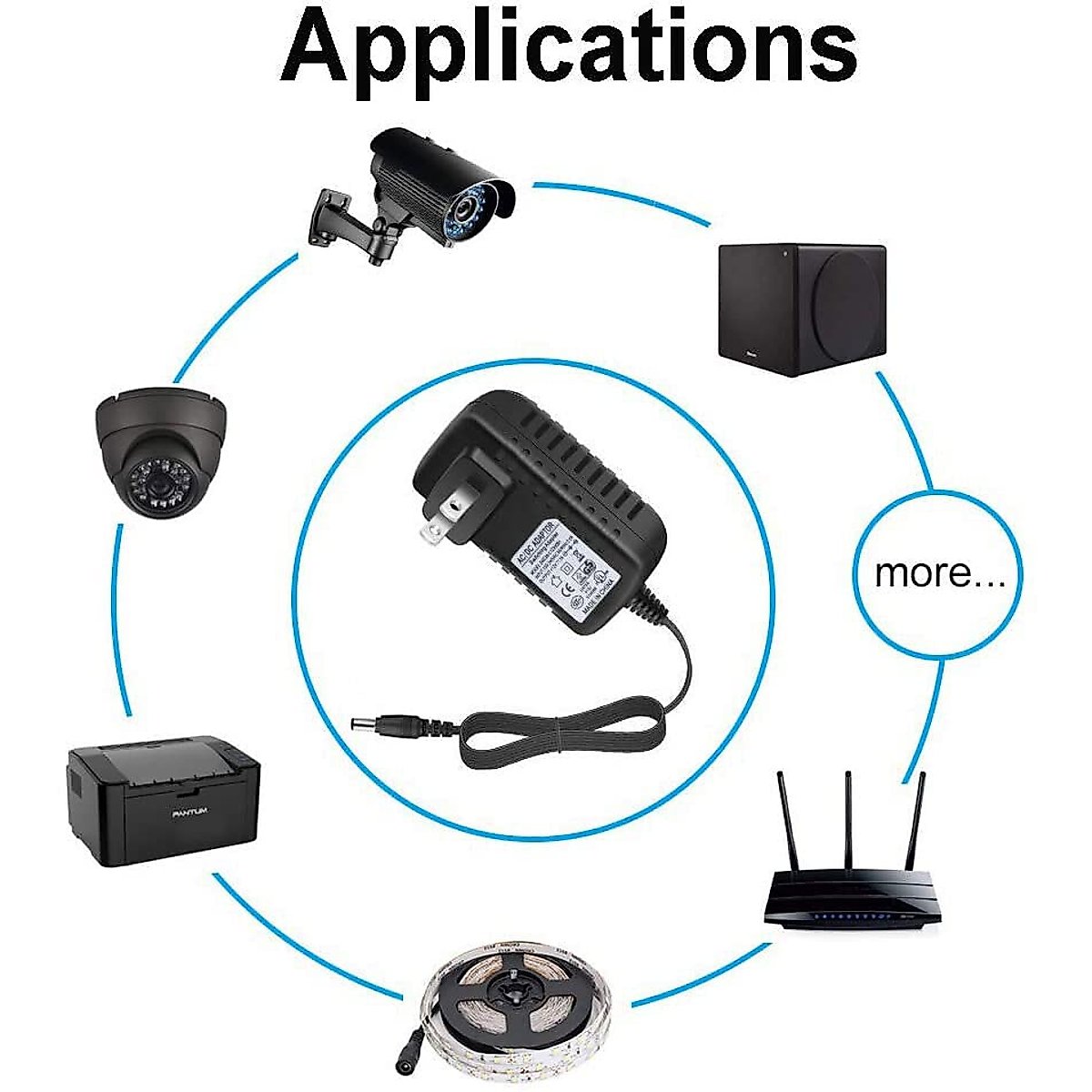 DKKPIA AC DC Adapter for Hitachi Hi8 8mm Video Camcorder VHSC Camera VM-H620A VM-H720A VM-E220A VM-E520A VM-E521A VMH620A VMH720A Power Supply Cord (Without Battery Charger Dock.)