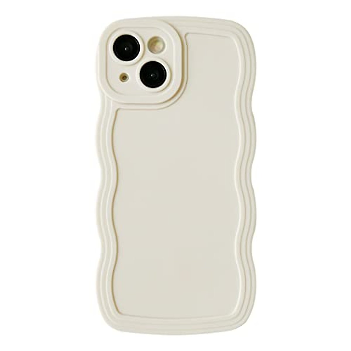 Caseative Solid Color Curly Wave Frame Soft Compatible with iPhone Case (White,iPhone 13 Pro Max)