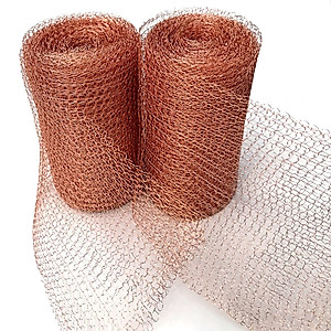 Copper Mesh Roll for Mice Rat Rodent Repellent, Sturdy Anti-Snail Trap Woven Copper Wire Shielding Filter Garden Yard, Copper Wool Mouse Trap for Bat Snail Bird Control with Packing Tool (5in*3m)