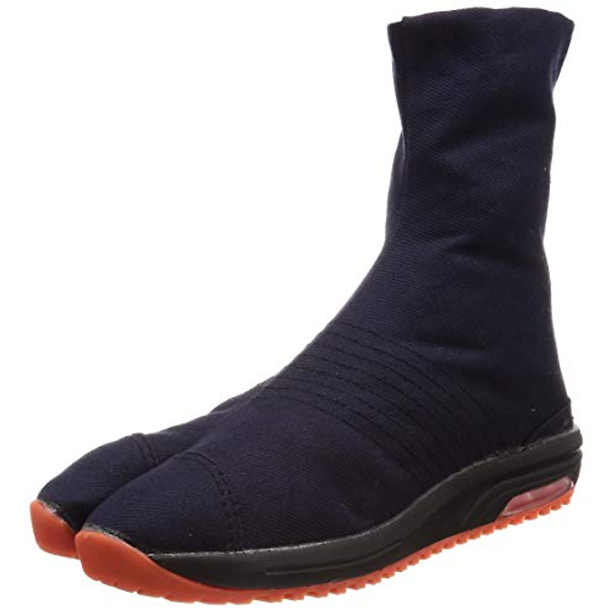 Japanese Cushioned Tabi Shoes Air Jog V 6 Clasps Toe Boots Short Version (12.5 Wide Women/11 Medium Men, Navy)