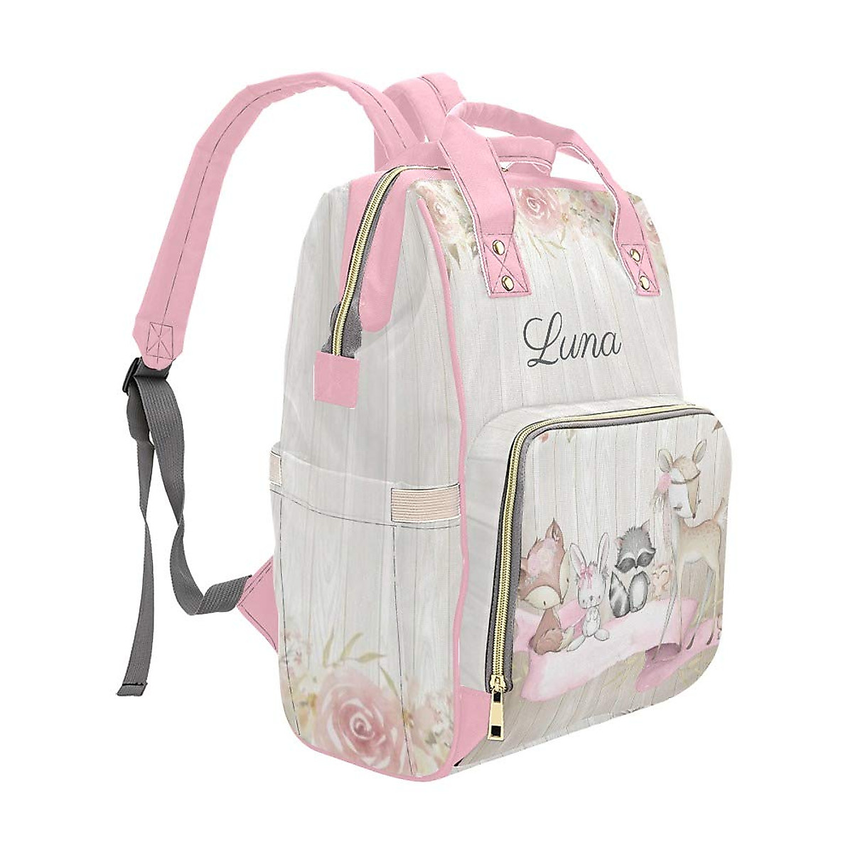 Personalized Animal Deer Fox Baby Diaper Bag Backpack Name Custom Mommy Baby Bags Travel Daypack for Mom Gifts