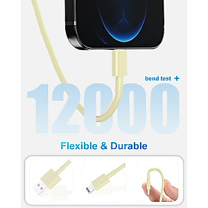 4 Pack [Apple MFi Certified] Apple Charging Cables 6ft, iPhone Chargers Lightning Cable 6 Foot, Fast iPhone Charging Cord for iPhone 14/14Pro/13/13Pro/12/11/11Pro/11Max/ X/XS/XR/XS Max/8, ipad(Yellow)