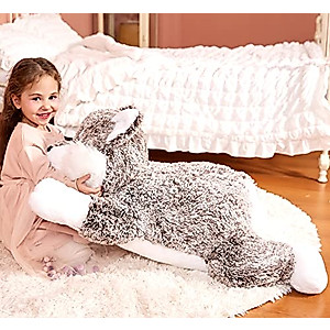 IKASA Large Wolf Stuffed Animal Plush Toy,Giant Cute Jumbo Soft Toys,Huge Big Size Plushy Fluffy Fat Oversized Plushie,Gifts for Kids Girls Boys Girlfriend Children (30 inches, Coffee Brown)