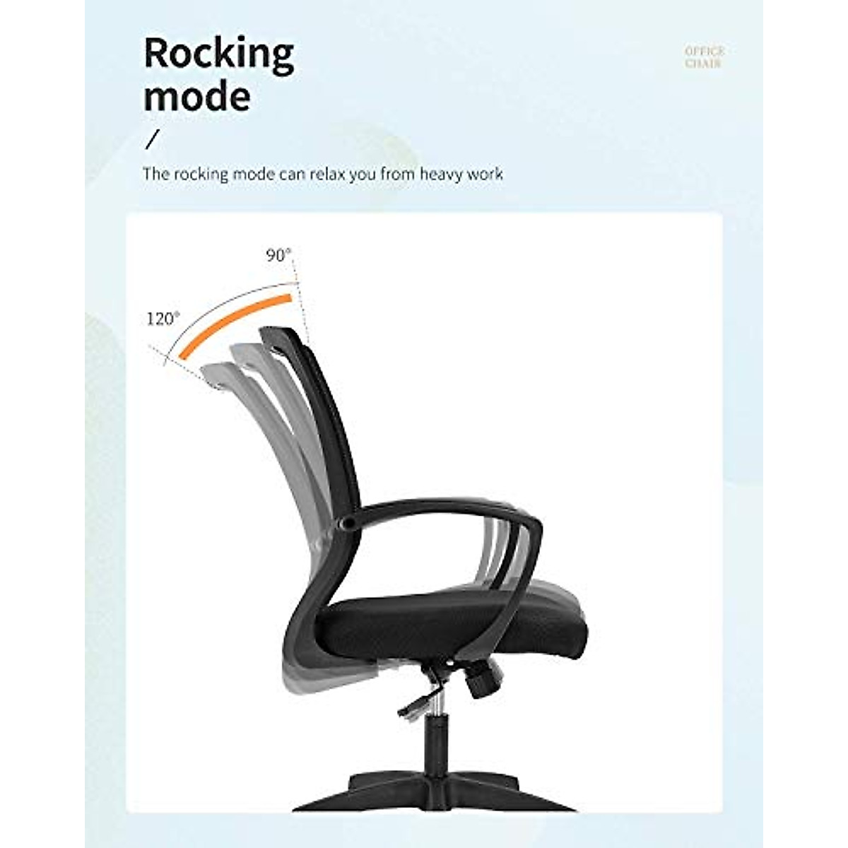 Home Office Chair Mid Back PC Swivel Lumbar Support Adjustable Desk Task Computer Ergonomic Comfortable Mesh Chair with Armrest (Black)