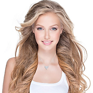 Beaux Bijoux Sterling Silver Heart Necklace for Women Micro-Pave Cubic Zirconia Pendant Heart Shaped Necklace for Women