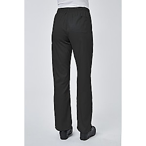Scrubs for Women Set 6 Pocket 4-Way Stretch V-Neck and Semi-Tapered Pant Elements EL9925 (Black, Medium)