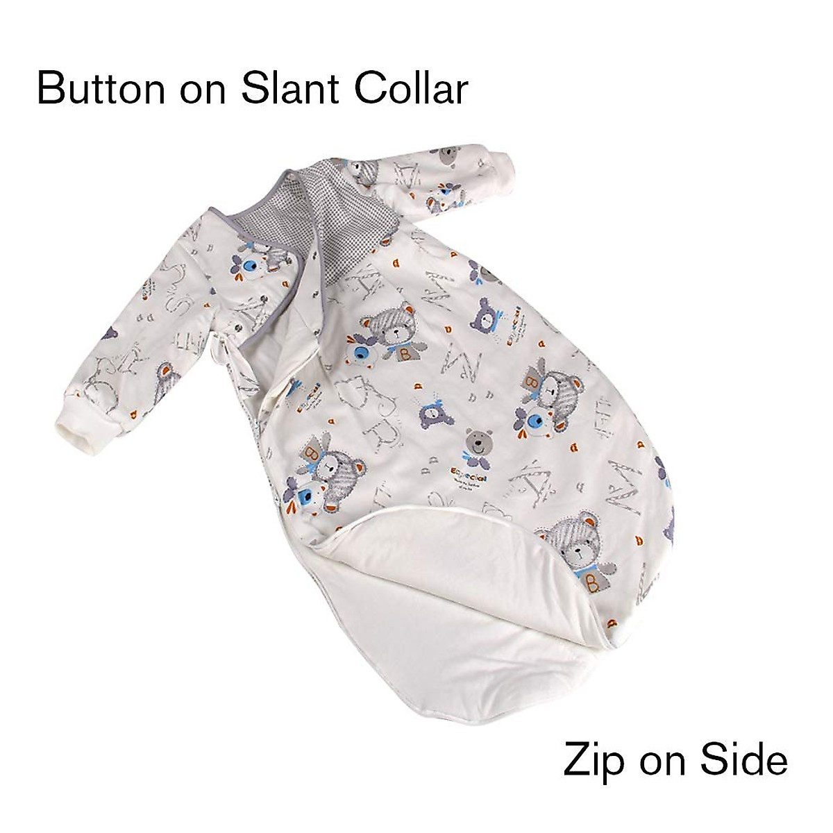 BLOOMSTAR Baby Sleeping Sack Long Sleeves (3-12M) Tog 2.5 Warm Newborn Sleeping Bag with Arms Quilted Swaddle Wearable Blanket Toddler Cotton Poplin Infant in a Bag Unisex Sleeper