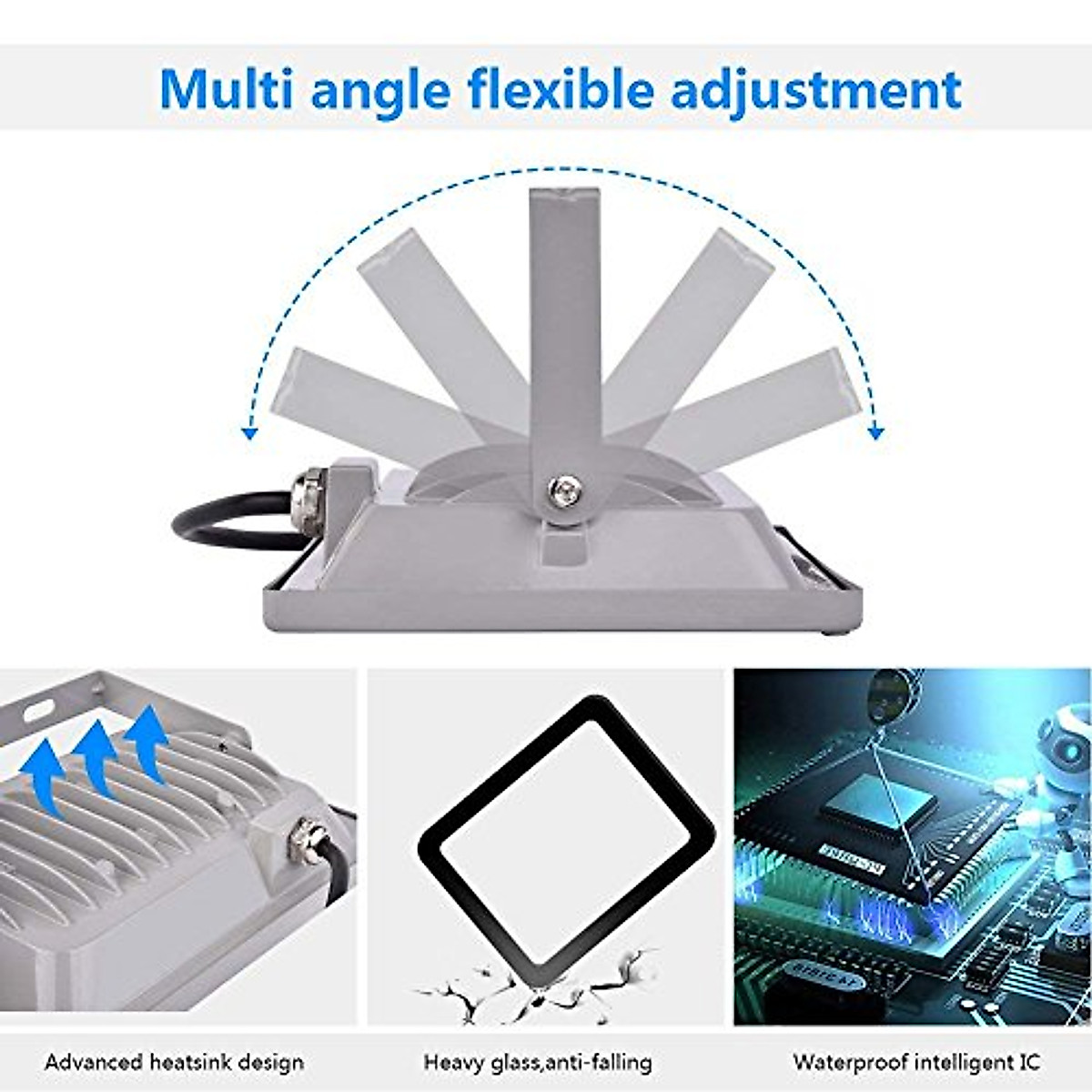 LED Flood Light,30W 3000lm 6000-6500K Cold White,IP65 Waterproof,Aluminium Strahler 110V Outdoor Super Bright Security Lights,Stadium Lights for Garden,Garage,Warehouse,Square (Cold White, 30W)