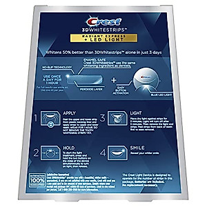 Crest 3D Whitestrips, Radiant Express with LED Accelerator Light, Teeth Whitening Strip Kit, 40 Strips (20 Count Pack)