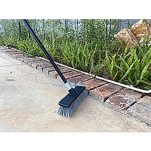 12-Pack Heavy Duty Stiff Bristle Push Brooms Bulk with Telescopic Handle - Ideal for Schools, Warehouses, and Factories