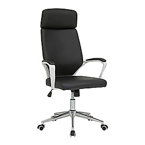 Calico Designs High Back, Height and Tilt Adjustable, Modern Executive Chair with Padded Arms and Chrome Base in White/Black PU