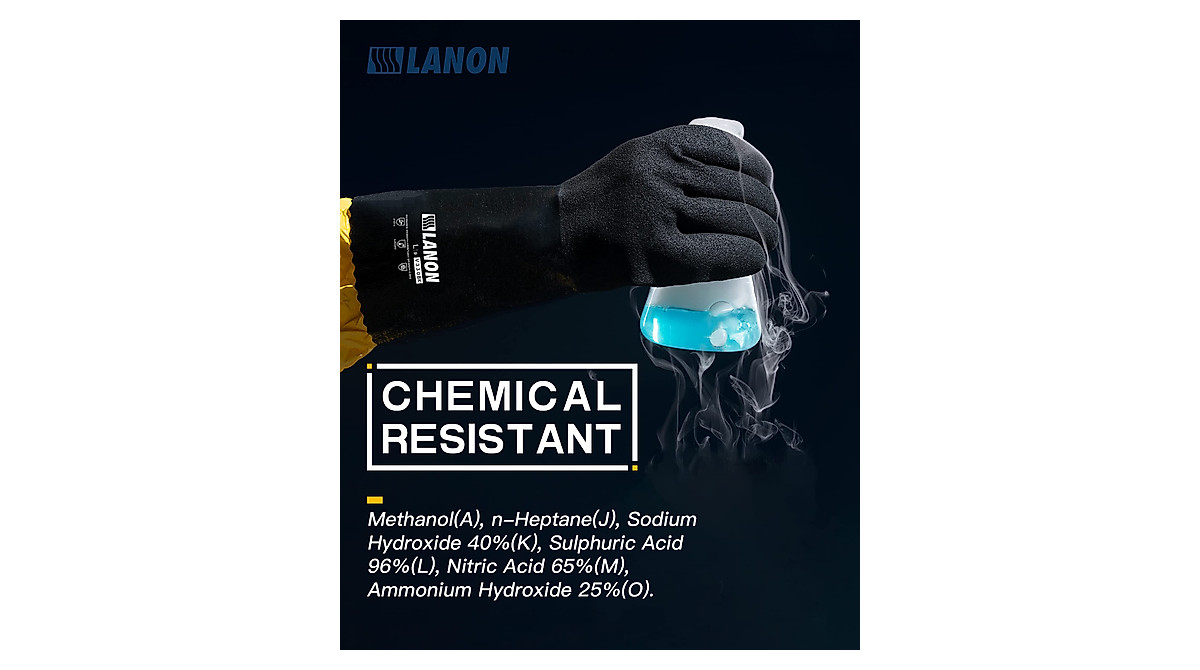LANON Reusable Nitrile Gloves for Chemical Protection