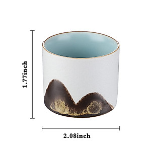 Evannt Ceramic Tea Cups Chinese Tea Cup Set of 3 Small Japanese Tea Cups Porcelain Sake Cup Kung Fu Tea Set Retro Style (Style 1#)