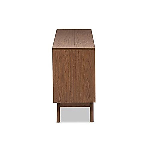 Baxton Studio Hildon Modern 6-Drawer Storage Dresser Mid-Century/Particle Board/MDF with PU Paper/White/Walnut Brown