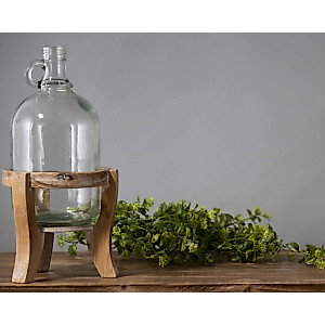 Foreside Home & Garden Glass Growler Vase with Natural Wood Stand