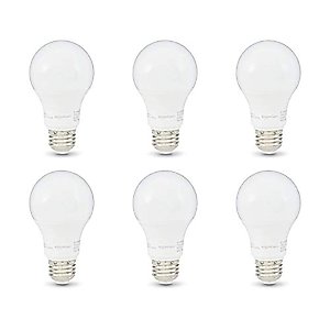 Amazon Basics A19 LED Light Bulb, 60 Watt Equivalent, Energy Efficient 12W, E26 Standard Base, Soft White 2700K, Dimmable, 10,000 Hour Lifetime , 6-Pack