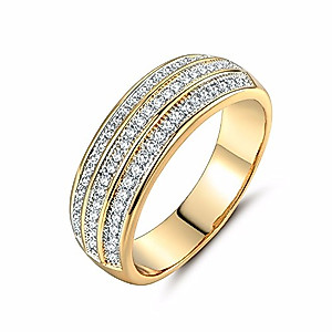 Promsup Triplex Row Pave-Set White Topaz Engagement Band Ring Sz6-Sz9 in 18k Multi-Tone (6)