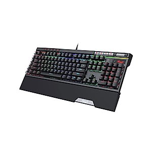 Rosewill Blitz K50 RGB Wired Gaming Clicky Mechanical Keyboard, Outemu Blue Switches, 14 RGB LED Backlight Effects, NKRO, Anti-Ghosting, 6 Macro Keys, Dedicated Media Controls, USB Passthrough