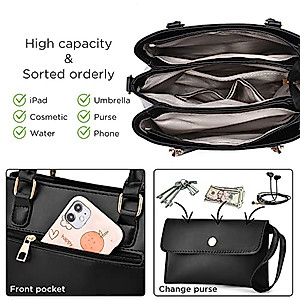 Womens Handbags Purse Top Handle Bags Contrast Color Stitching Leather Satchel Purse Set 2pcs Totes Shoulder Bag for Ladies Green