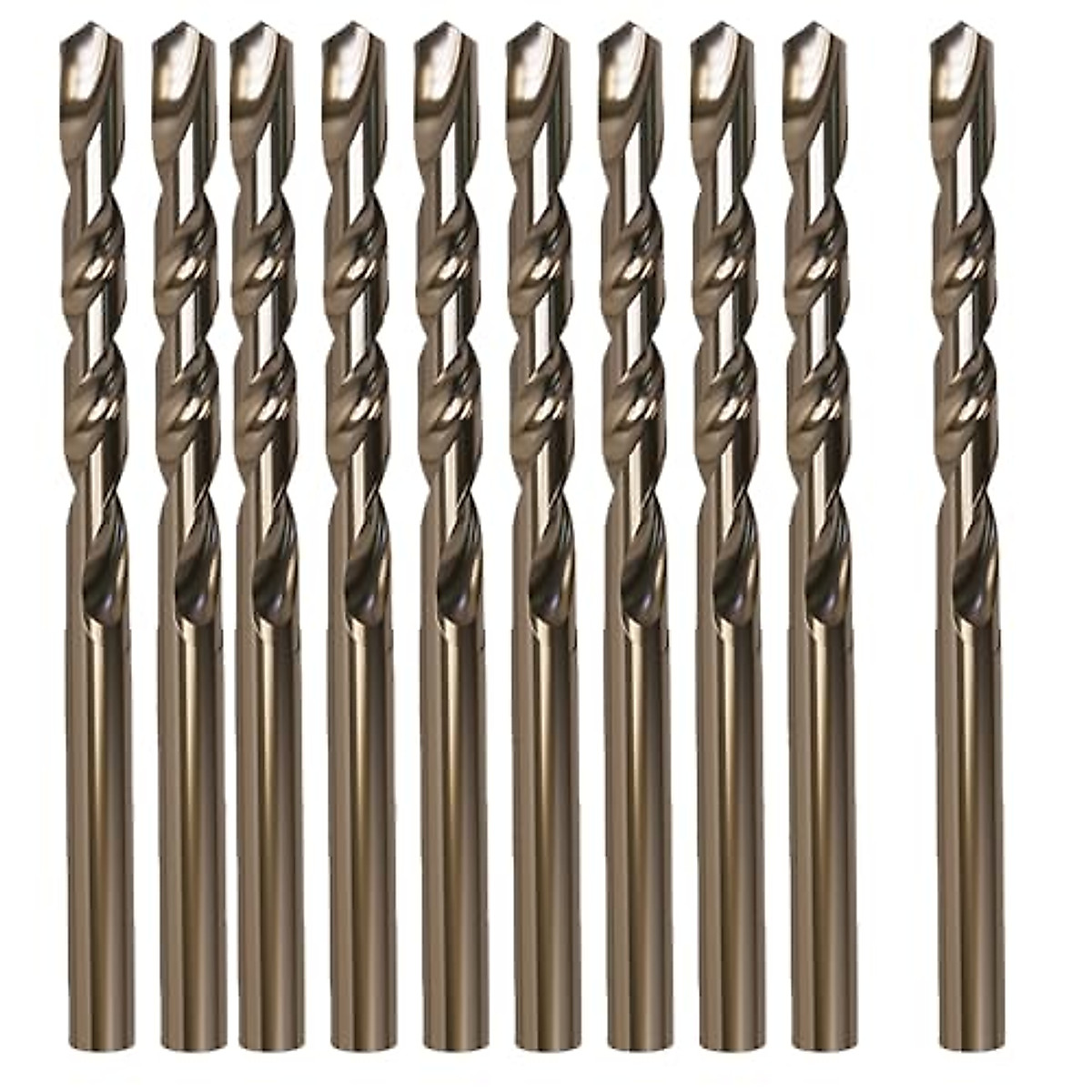 M MIMHOOY 5mm / 0.19" Cobalt Drill Bit Set (10 Pcs), M35 Cobalt Twist Drill Bits for Stainless Steel and Hard Metal