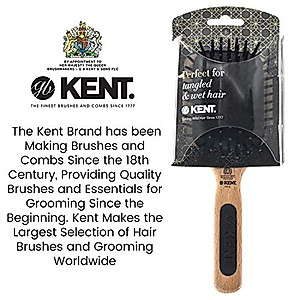 Kent PF19 Beechwood Cushion Paddle Brush - Scalp Massager and Detangler Brush - The Hair Brush for Thick Hair - Scalp Massager Hair Growth Stimulator - Hair Detangler Brush and Curly Hair Brush