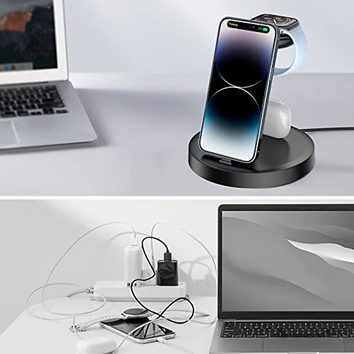3 in 1 Charging Station, Charger Station for Apple Multiple Devices, Charging Dock Stand for iPhone 14 13 12 11 Pro X Max XS XR 8 7 Plus 6s 6, Apple Watch Series 8 Ultra 7 6 SE 5 4 3 2, AirPods