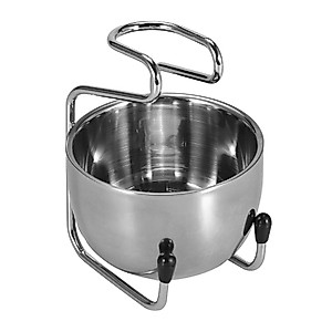 Shaving Bowl Stainless Steel, 2 in 1 Men's Shave Cup with Stand Holder Set for Safety Brush Bowl Grooming Tool Male Face Beard Cleaning