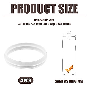 4pcs Replacement Gasket Compatible with Gatorade Water Bottle, Clear Silicone Lid Seal Replacement for Gx Bottle Seal Rubber Seal Ring Replacement Accessory Part for 30oz GX Pods