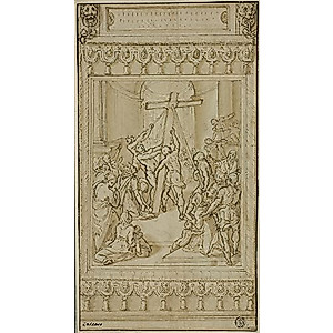 ArtDirect Cesare Nebbia 15x24 Black Modern Frame and Double Matted Museum Art Print Titled - Saint Helena Kneeling Before the True Cross (C. 1582)