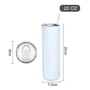 AGH 25 Pack Sublimation Tumbler Blanks with Lid and Straw,20 OZ Straight Stainless Steel Skinny Straight Sublimation Tumbler Cups