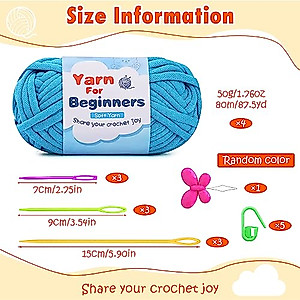 Hssugi Easy Yarn for Beginners, 4x50g Beginner Yarn with Easy-to-See Stitches, Beginner Chunky Yarn with Crocheting Accessories for DIY Crocheting Projects