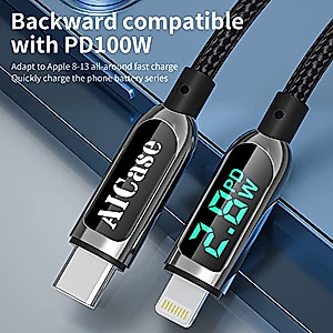 USB C to L ightning Cable, AICase 4FT Charging Syncing Cord with LED Display Compatible with iPhone 13 13 Pro 12 Pro Max 12 11 X XS XR 8 Plus, AirPods Pro, Supports Power Delivery (4ft)