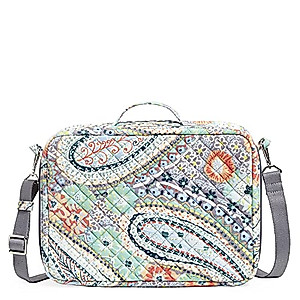 Vera Bradley Women's Cotton Grand Vanity Toiletry Makeup Organizer Case, Citrus Paisley - Recycled Cotton, One Size