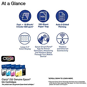 Epson Expression Home XP-4205 All-in-One Wireless Color Inkjet Printer, Black - Print Copy Scan - 2.4" Color LCD, 10.0 ppm, 5760 x 1440 dpi, Auto 2-Sided Printing, Voice Activated