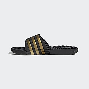 adidas Unisex Adissage Slides Sandal, Black/Gold Metallic/Black, 7 US Men
