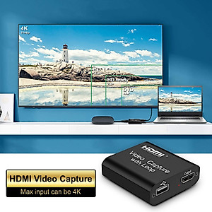 Rybozen Video Capture Cards with Loop Out, 1080P 60FPS USB 2.0 HDMI Capture Live Streaming, HDMI Capture for PS4, Nintendo Switch, Xbox One&Xbox 360