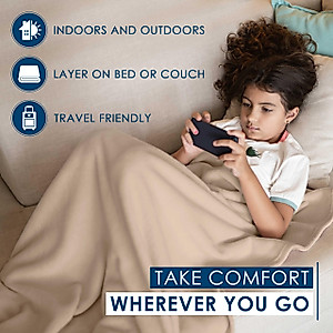 Martex 1B06849 Super Soft Fleece Lightweight Reversible Cozy Warm Sofa Blanket Low Lint Luxury Hotel Style All Seasons Layering Solid Pet Friendly Twin Size Bed and Couch Blankets, Twin, Beige