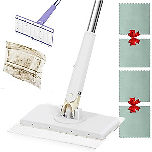 Automatic Cloth Changing Mini Mop, Automatic Mini Mop with 360°Rotating Head, Hands-Free Mini Mop Compatible with Face Towels,for Bathroom & Kitchen (White, 71cm/27.9in)