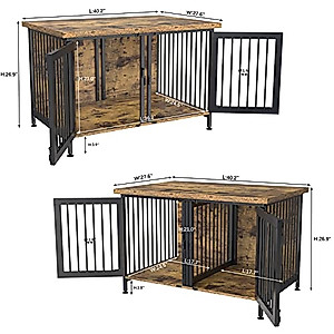 GDLF Double Dog Crate with Divider for 2 Small Dogs or 1 Dog, Furniture Style Kennel Indoor Cage with Removable Panel (Int.dims:36.2”Wx24.5”Dx21”H)